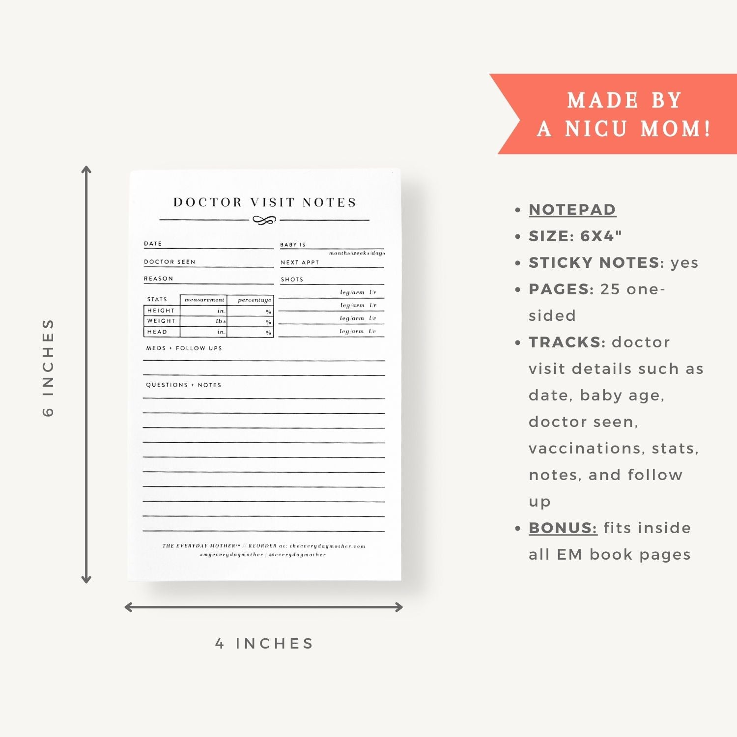 Perfectly Imperfect Doctor Visit Sticky Notepad – The Everyday Mother