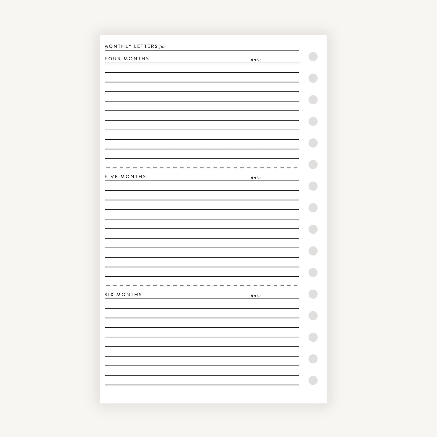 Monthly Baby Letter Add-On Page Pack for The Everyday Mother