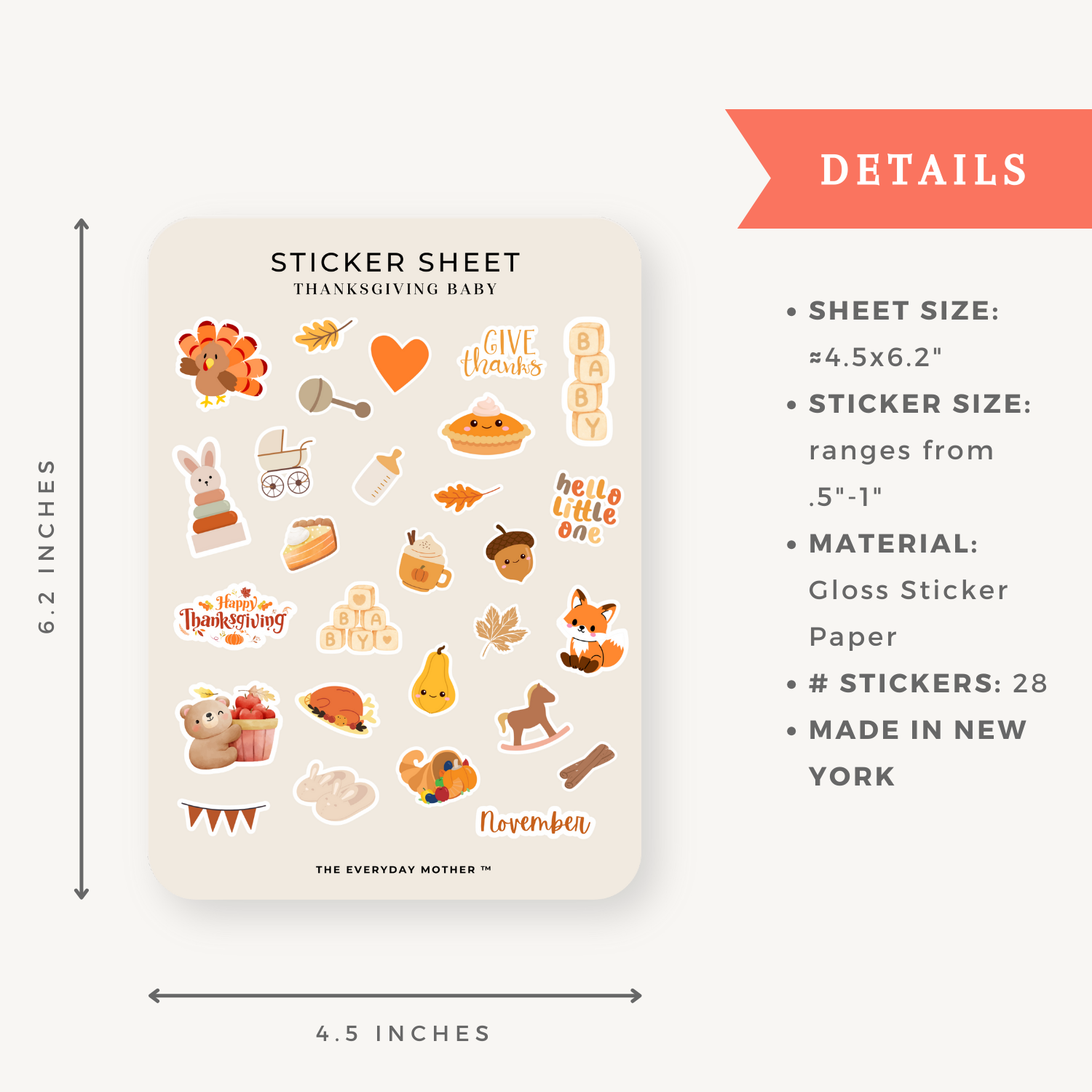 Thanksgiving Sticker Sheet for The Everyday Mother