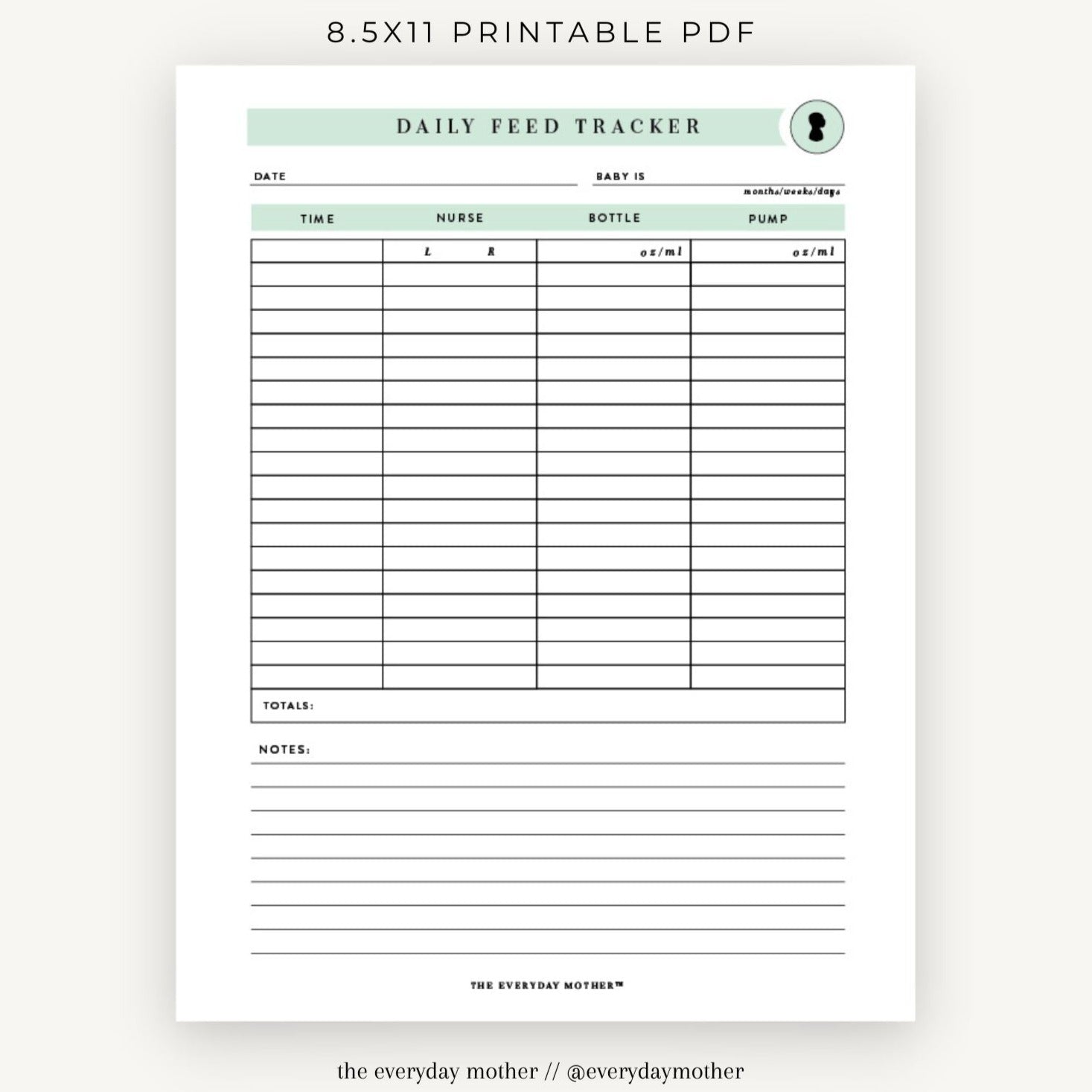 Printable Daily Feed Tracking Page – The Everyday Mother