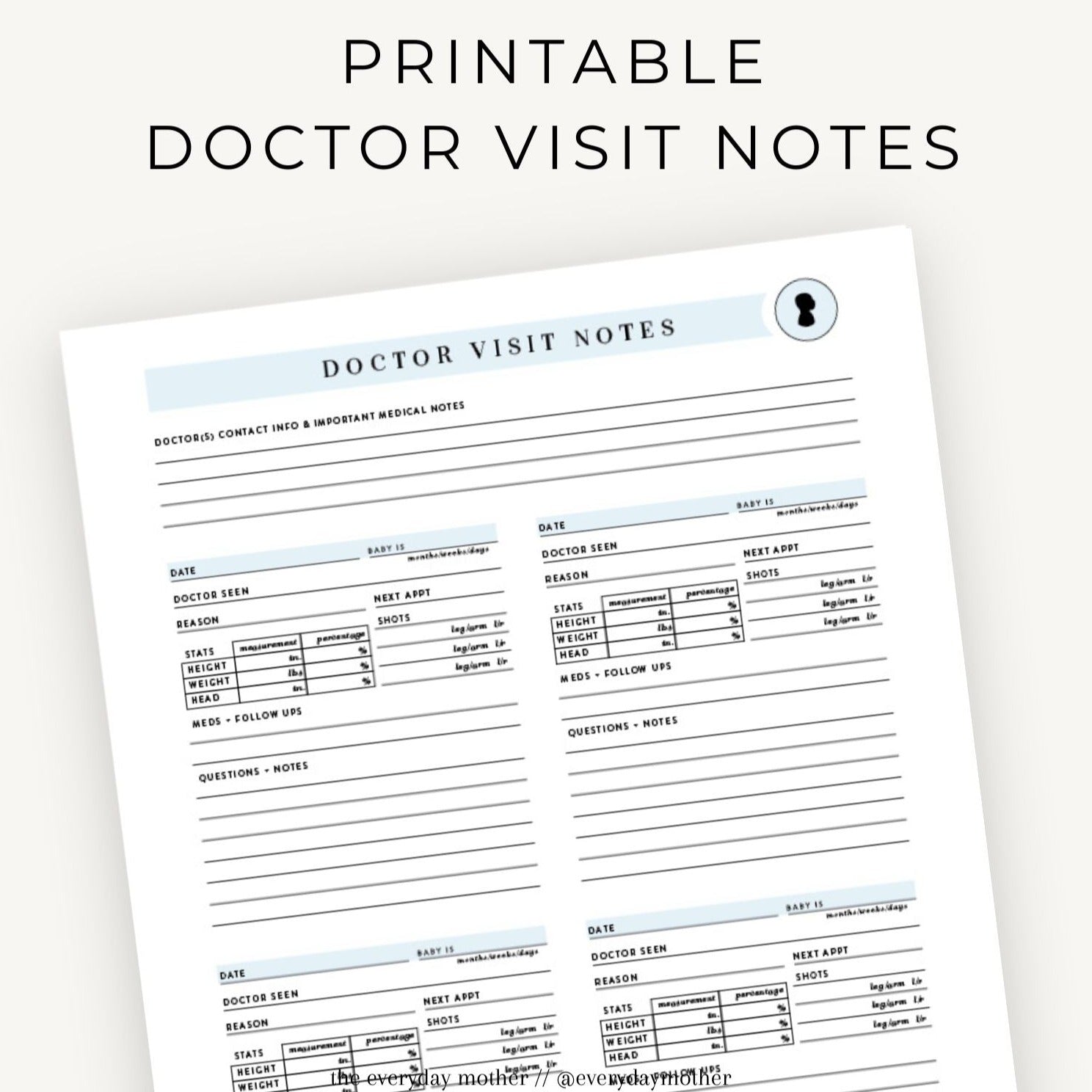 Printable Doctor Visit Pages – The Everyday Mother