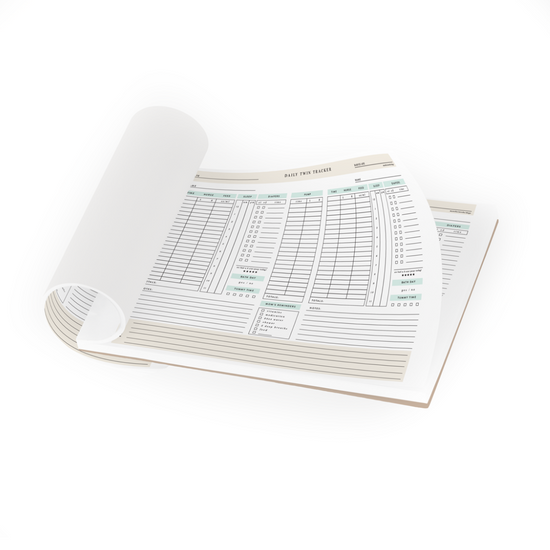 Daily Twin Baby Log Feed Tracker Notepad 8.5x11" by The Everyday Mother